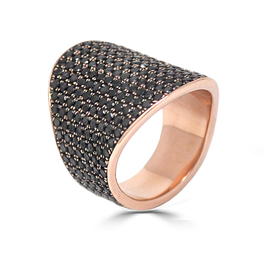 Pavé Black Diamond Wide Ring – Versani