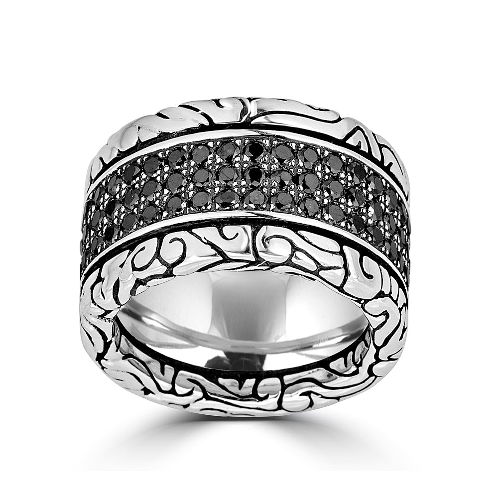KeyDesign Black Diamond Triple Row Band Ring – Versani