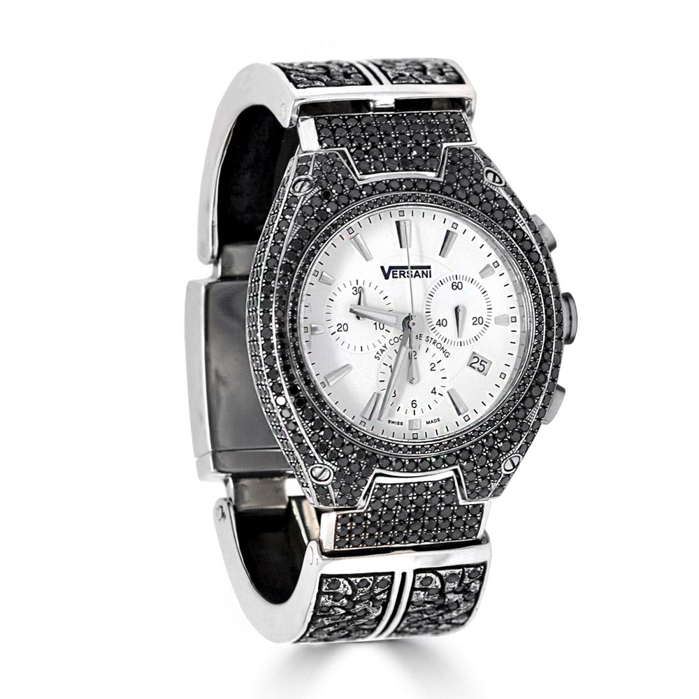 Chrono Watch with Black Diamonds Face and | Versani